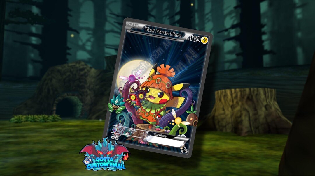 Skull Kid X Pikachu Custom Timestamp Card - Etsy