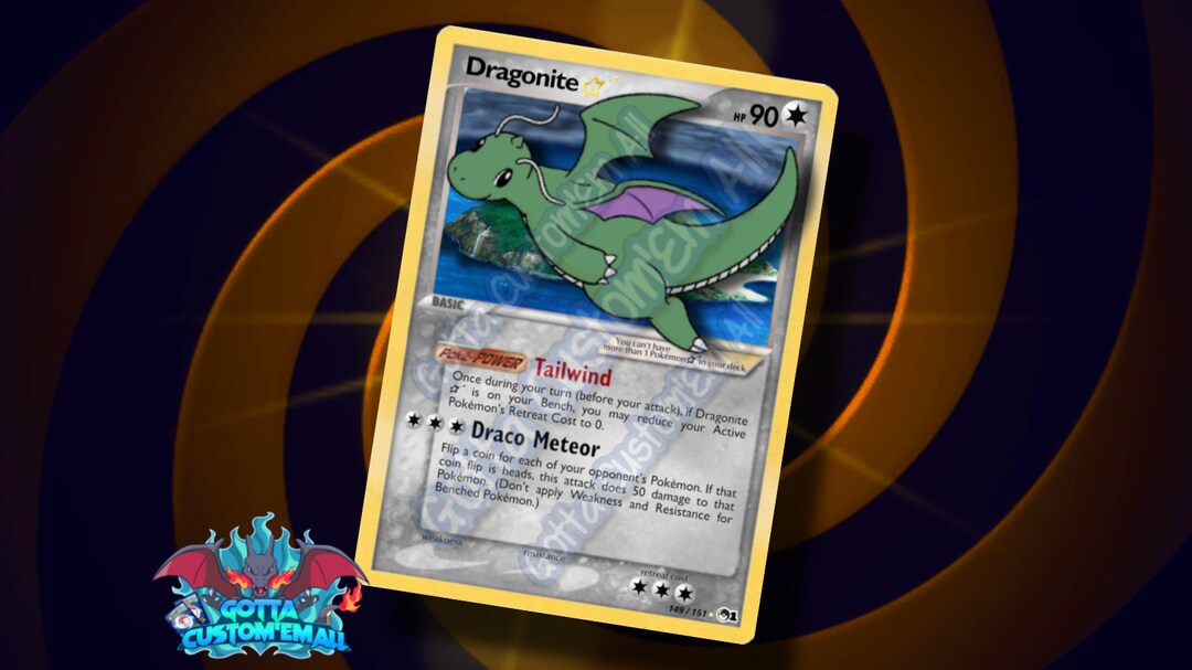 Gold Star Dragonite Custom Card - Etsy