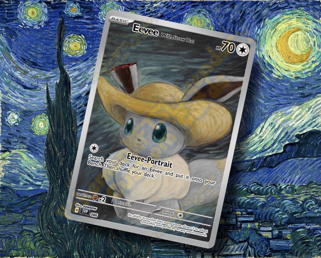Shiny Eevee With Straw Hat van Gogh Ear Variant - Etsy