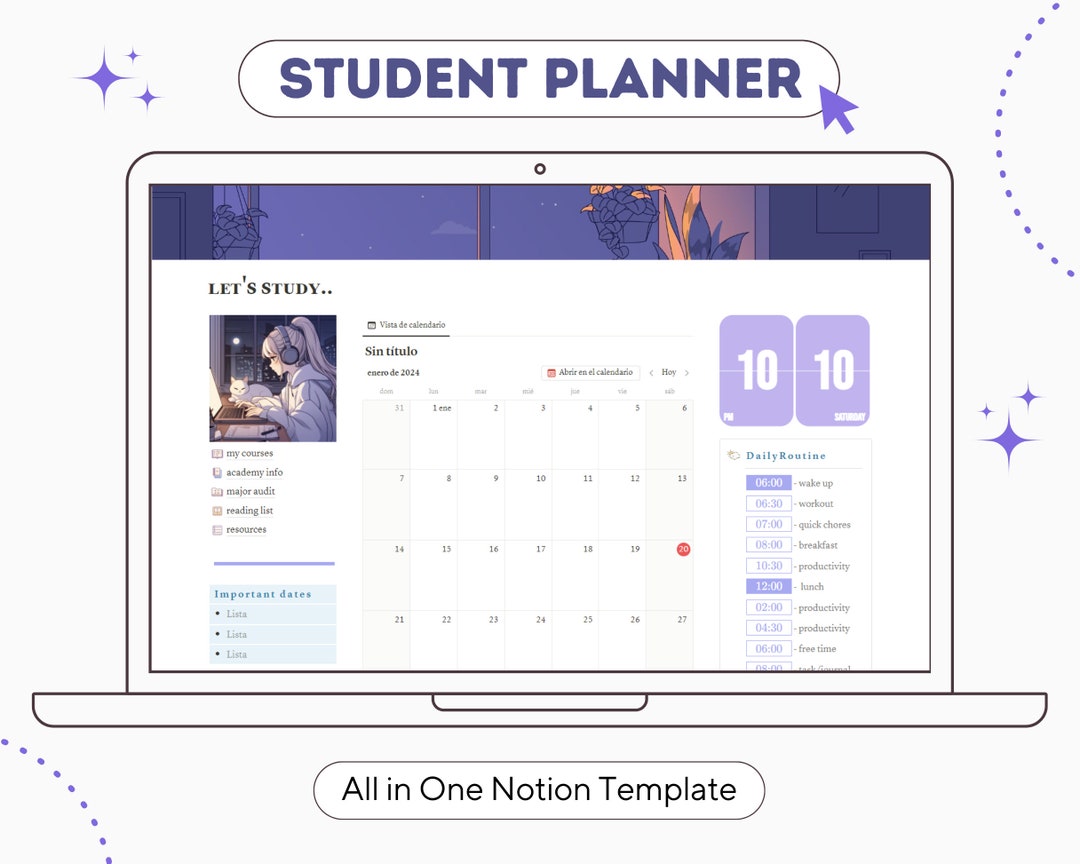 Notion Student Planner Academic Notion Planner All-in-one Notion ...