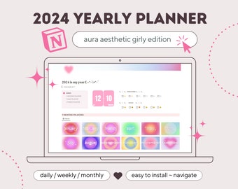 2024 Yearly Notion Planner Aesthetic Boho Notion Planner All-in-one ...