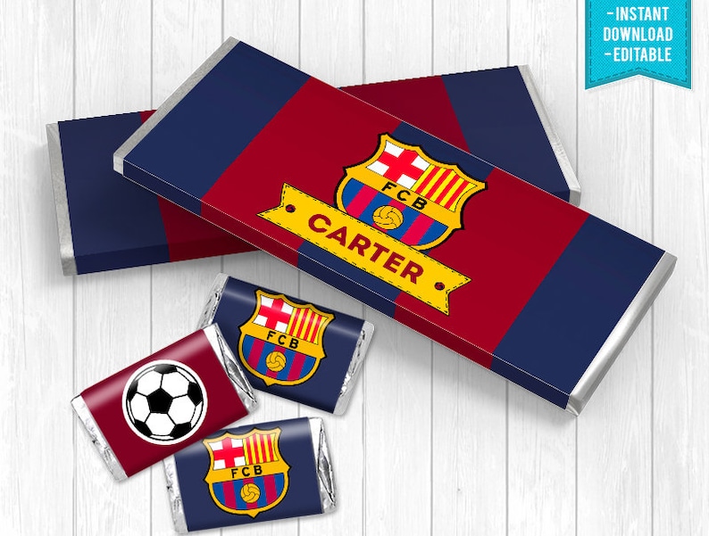 Barcelona Candy Bar Wrappers Party Birthday Messi Cristiano Futbol ...