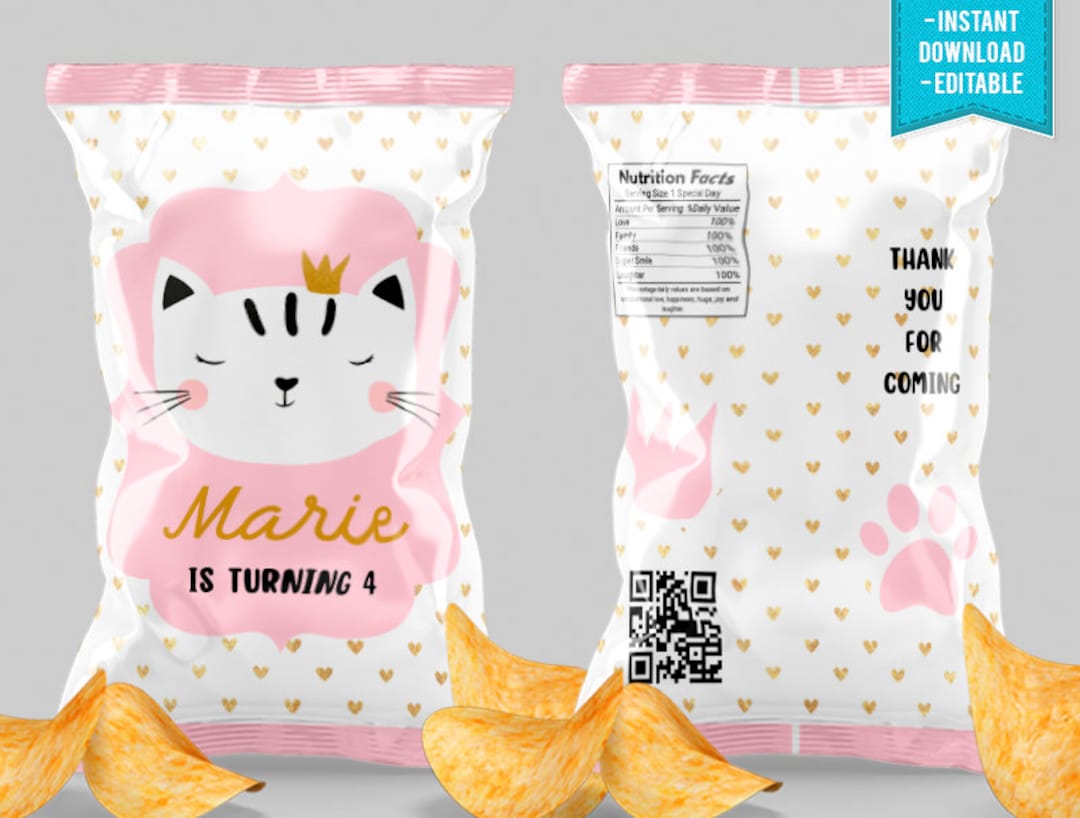Cat Chip Bag Party Cat Potato Chips Cat Bundle Party Package Pet ...