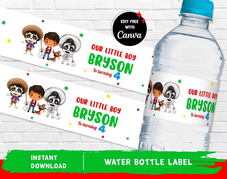Coco Water Bottle Label Coco Juice Label Coco Label Coco Birthday Boy ...