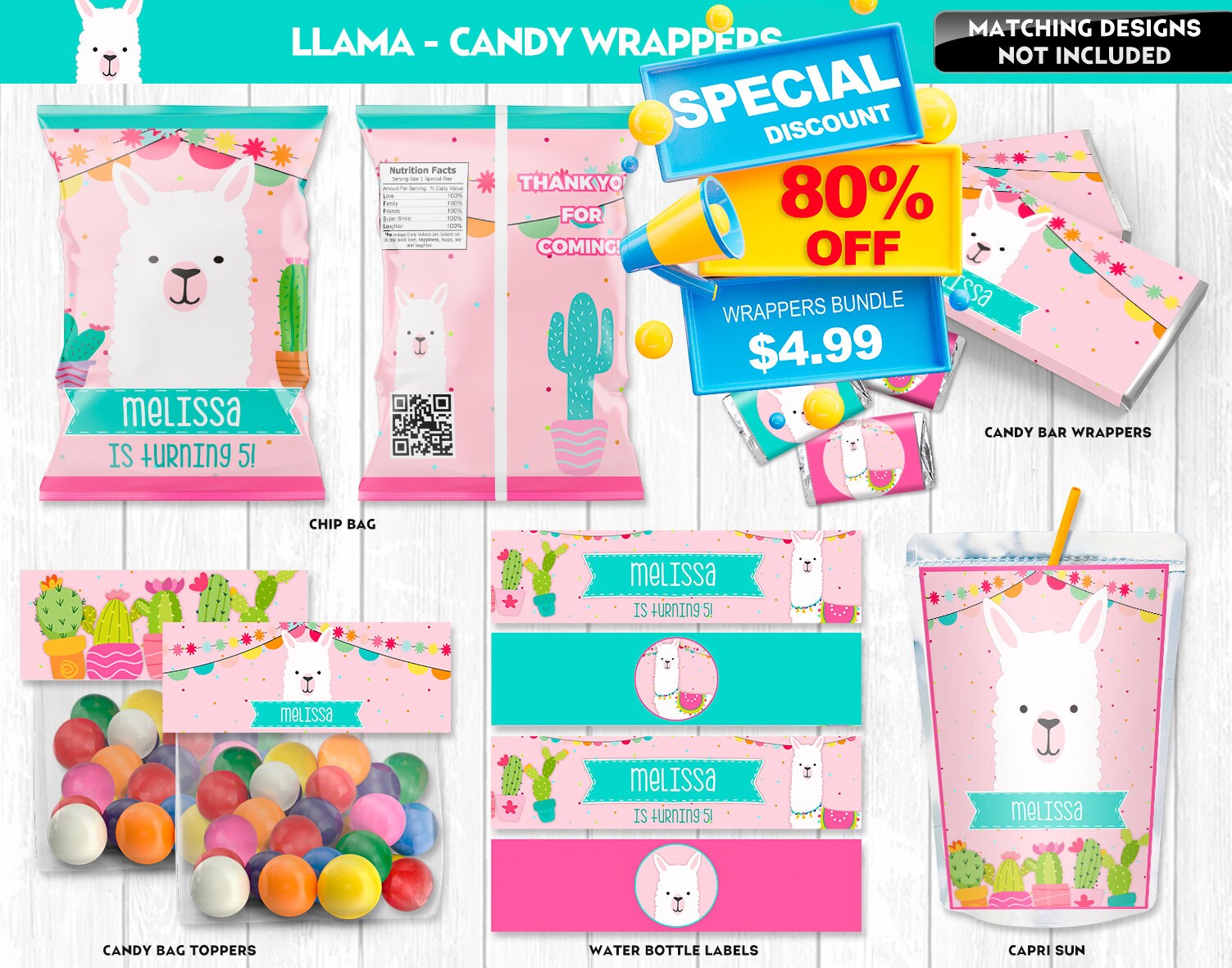 Llama Chip Bag Llama Bundle Party Package A Whole Llama Fun Cactus ...
