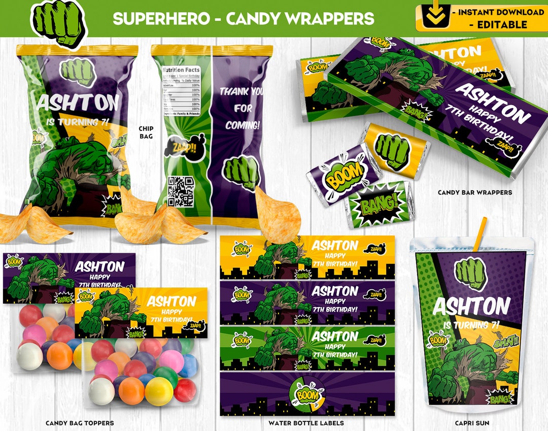 Superhero Wrappers Superhero Bundle Party Package Hero Birthday Boy ...
