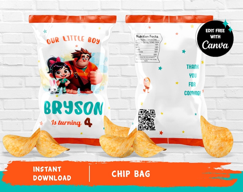 Wreck It Ralph Chip Bag Ralph Potato Chips Vanellope Chip Bag Ralph ...