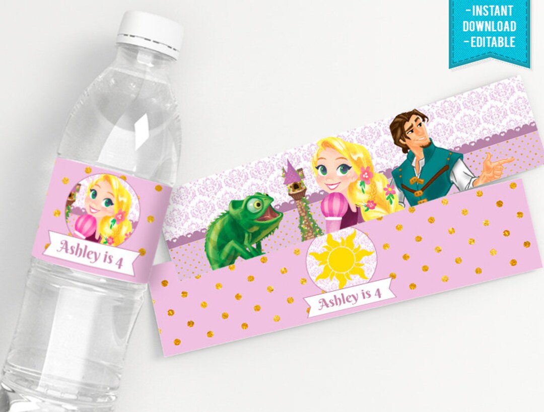 Tangled Water Bottle Label Tangled Bundle Party Package Tangled ...