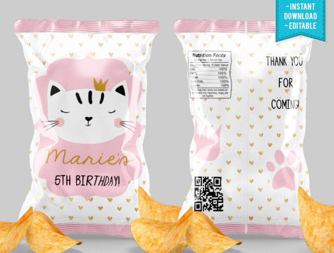 Cat Chip Bag Party Cat Potato Chips Cat Bundle Party Package - Etsy
