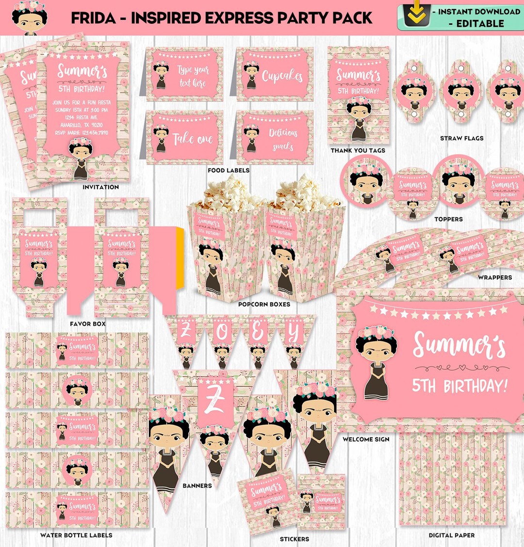 Frida Party Decorations Frida Bundle Party Package Mexican Birthday ...