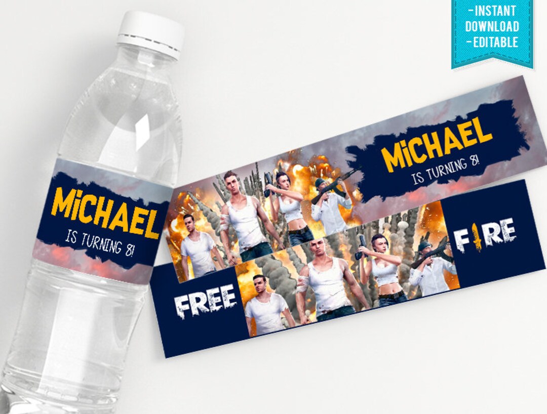 Battle Royal Water Bottle Label Gamer Bundle Party Package Battle ...