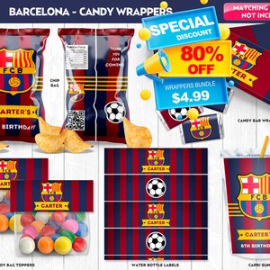 Barcelona Chip Bag Party Birthday Messi Cristiano Futbol Soccer Neymar ...