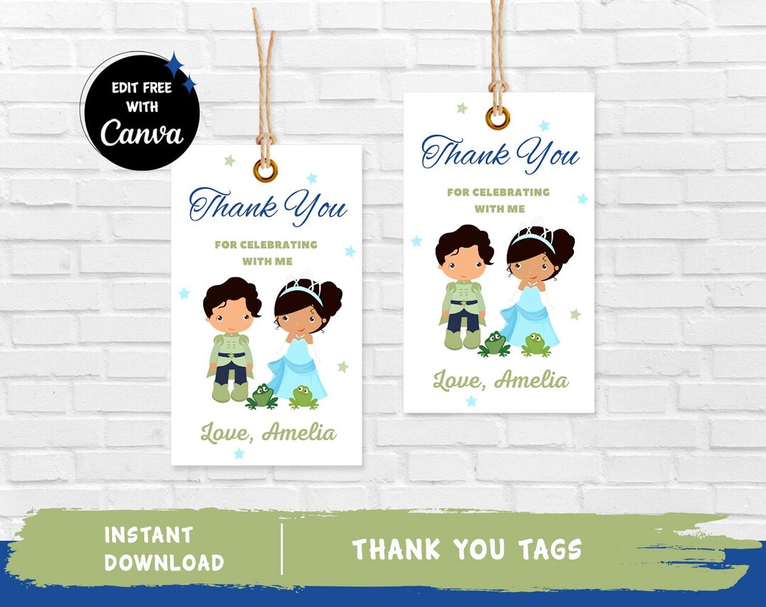 Tiana Thank You Tag Tiana Favor Tag Tiana Decoration Princess Tag Kids ...