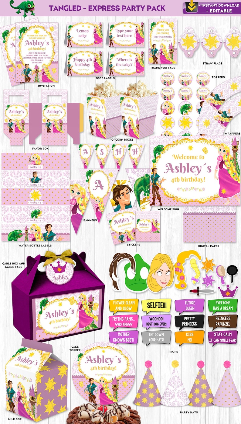 Tangled Party Decorations Tangled Bundle Party Package Tangled Birthday ...