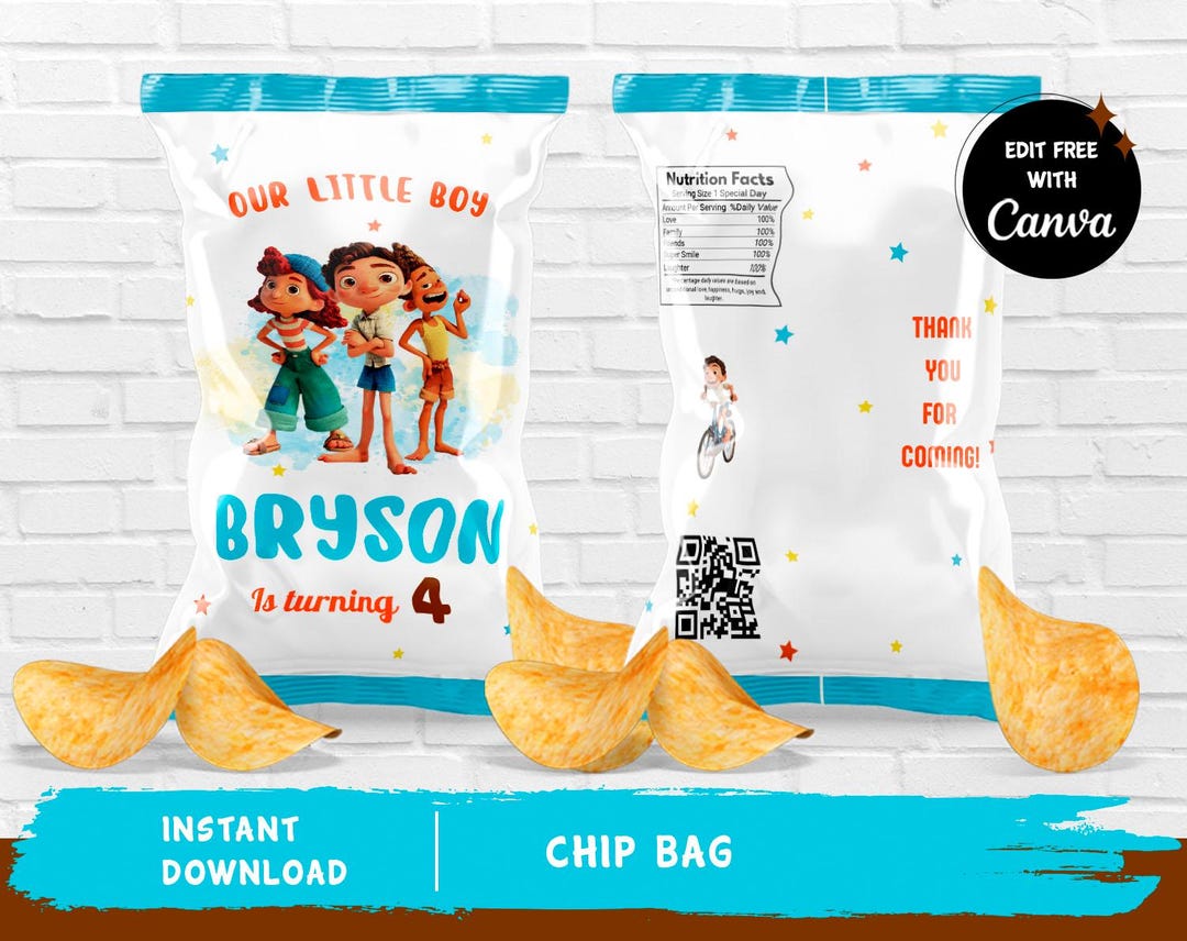 Luca Chip Bag Luca Potato Chips Luca Party Luca Decoration Kids ...