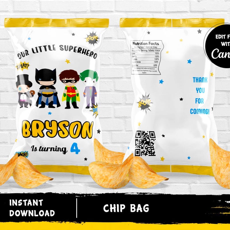 Superhero Chip Bag - Etsy