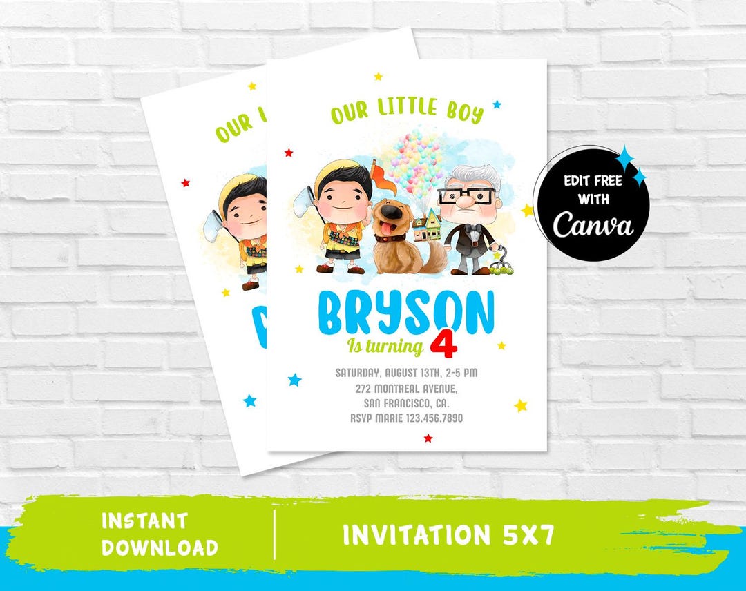 Up Invitation up Invite Kids Party Flying Ballon House Adventure is Out ...