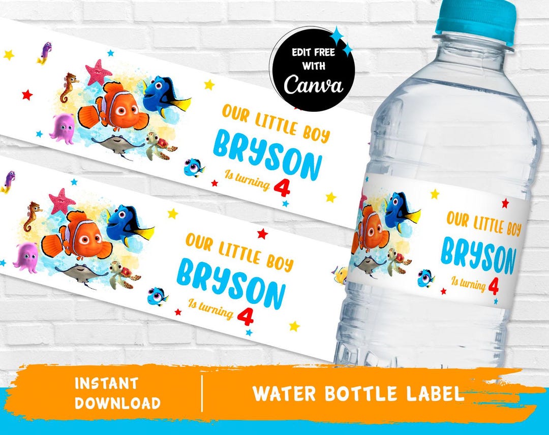 Finding Nemo Water Bottle Label Finding Nemo Juice Label Finding Nemo ...
