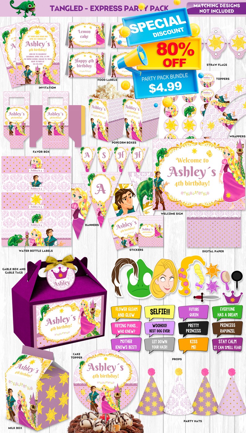Tangled Bar Wrapper Tangled Bundle Party Package Tangled Birthday ...