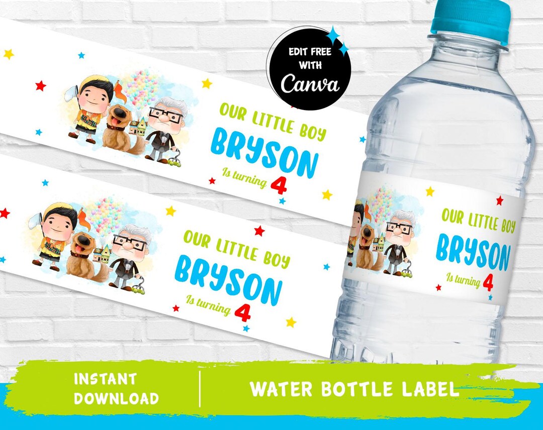 Up Water Label up Juice Label Kids Party Flying Ballon House Adventure ...