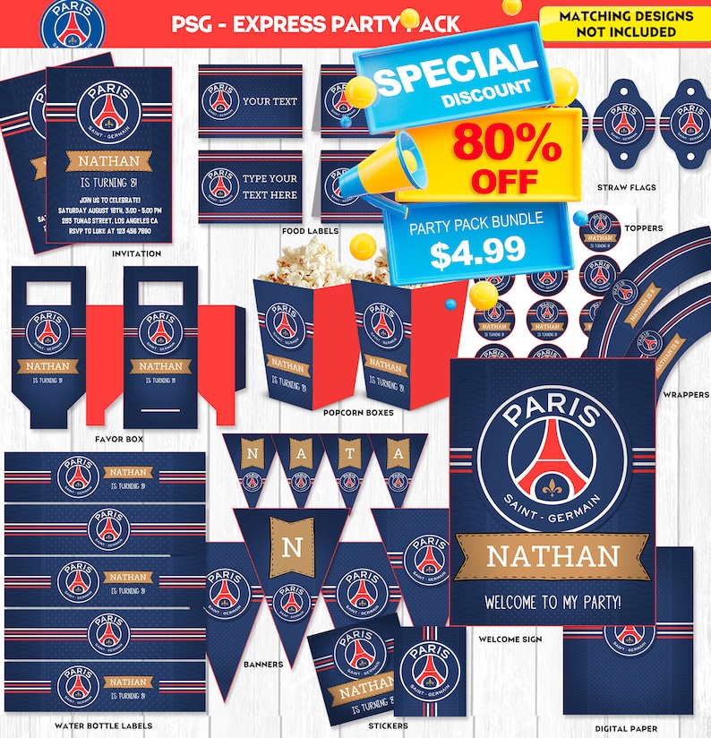 Psg Invitation Paris Saint Germain Messi Mbappe Cristiano Ronaldo Cr7 ...