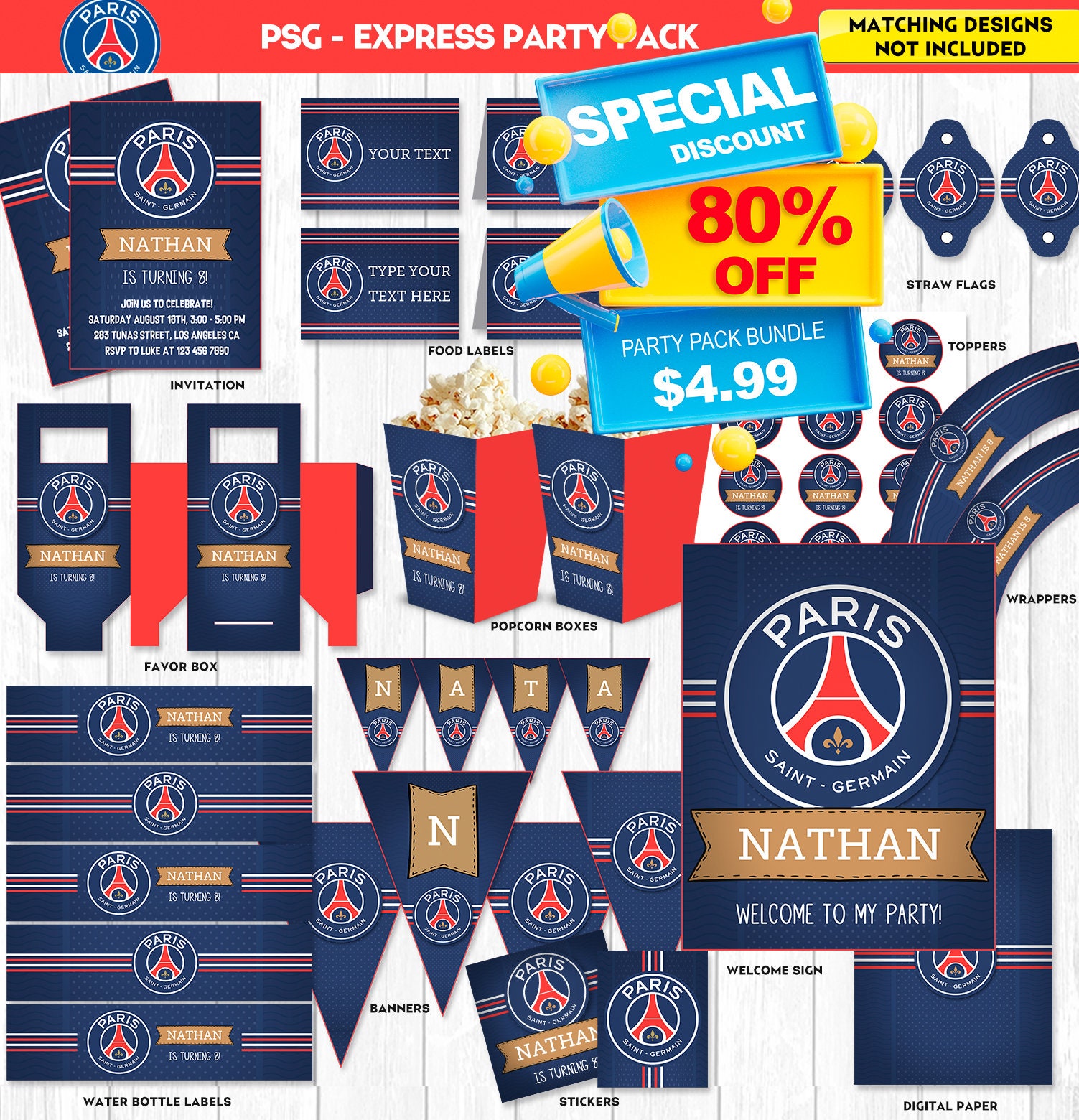 Psg Invitation Paris Saint Germain Messi Mbappe Cristiano Ronaldo Cr7 ...