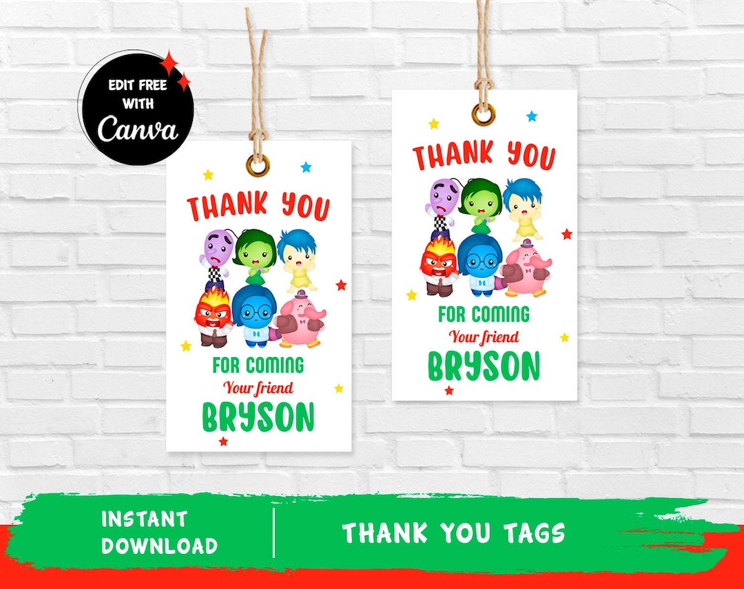Inside Out Thank You Tag Inside Out Favor Tag Inside Out Decoration ...