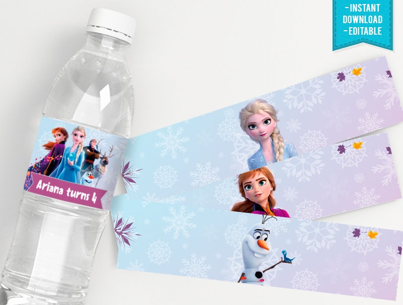 Frozen Water Bottle Label Frozen Birthday Party Package Anna Elsa Olaf ...