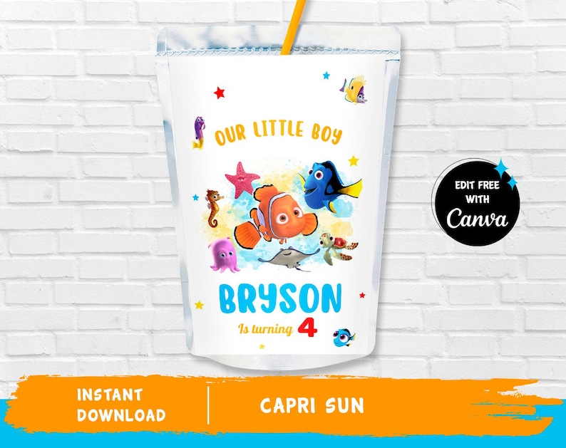 Finding Nemo Capri Sun Finding Nemo Juice Label Finding Nemo Decoration ...