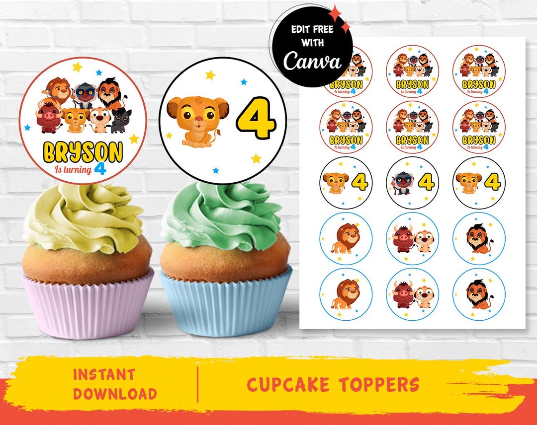The Lion King Toppers Lion King Cupcake Simba Toppers Animals Party ...