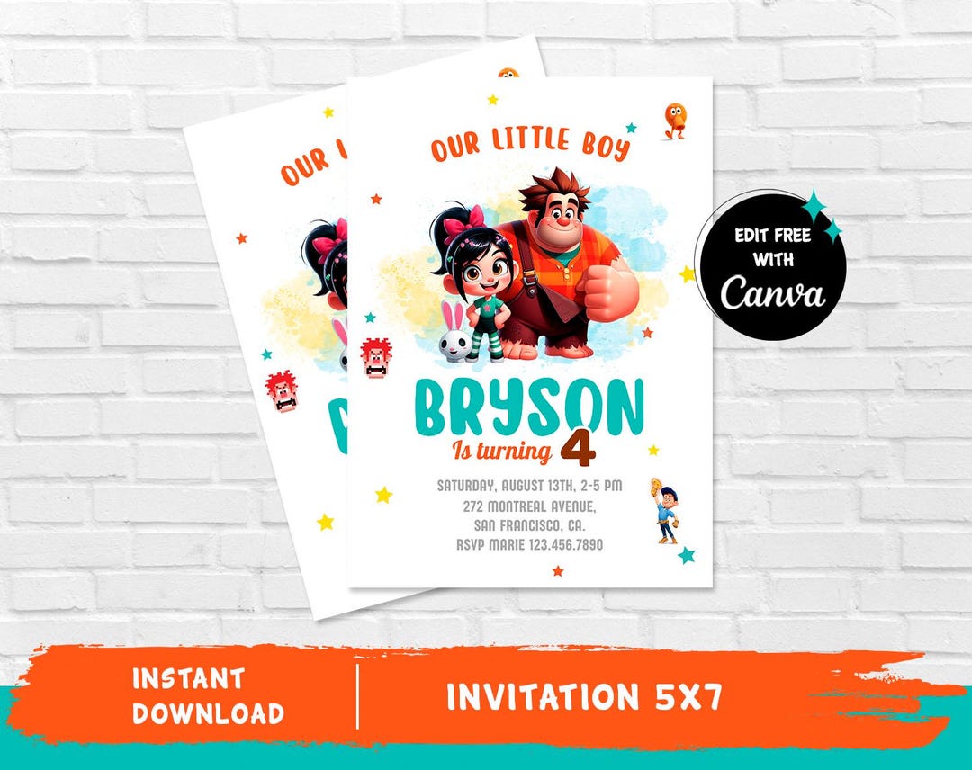 Wreck It Ralph Invitation Ralph Invite Vanellope Invitation Ralph ...