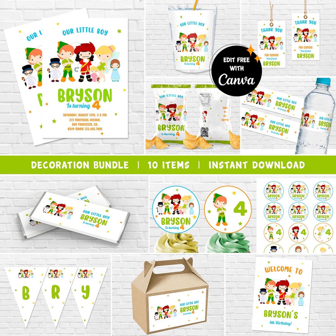 Peter Pan Party Decorations Peter Pan Bundle Peter Pan Birthday ...