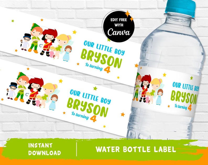 Peter Pan Water Bottle Label Peter Pan Juice Label Tinkerbell Water ...