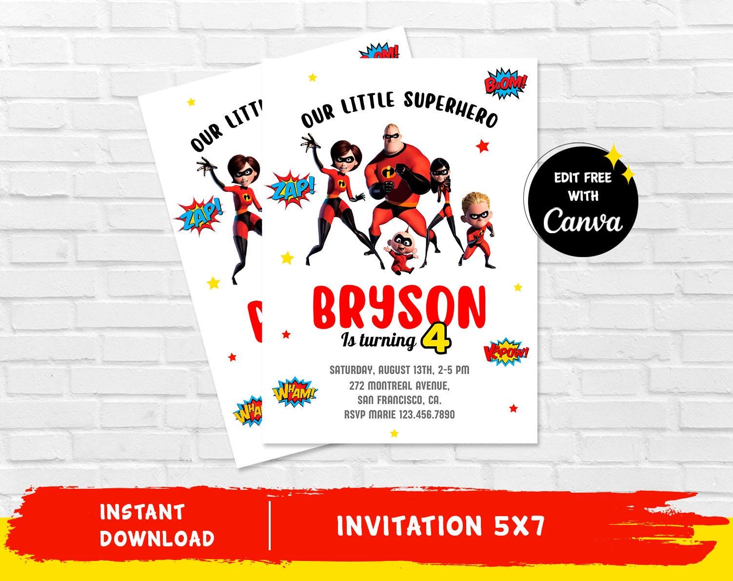 The Incredibles Invitation the Incredibles Invite Superhero Invitation ...