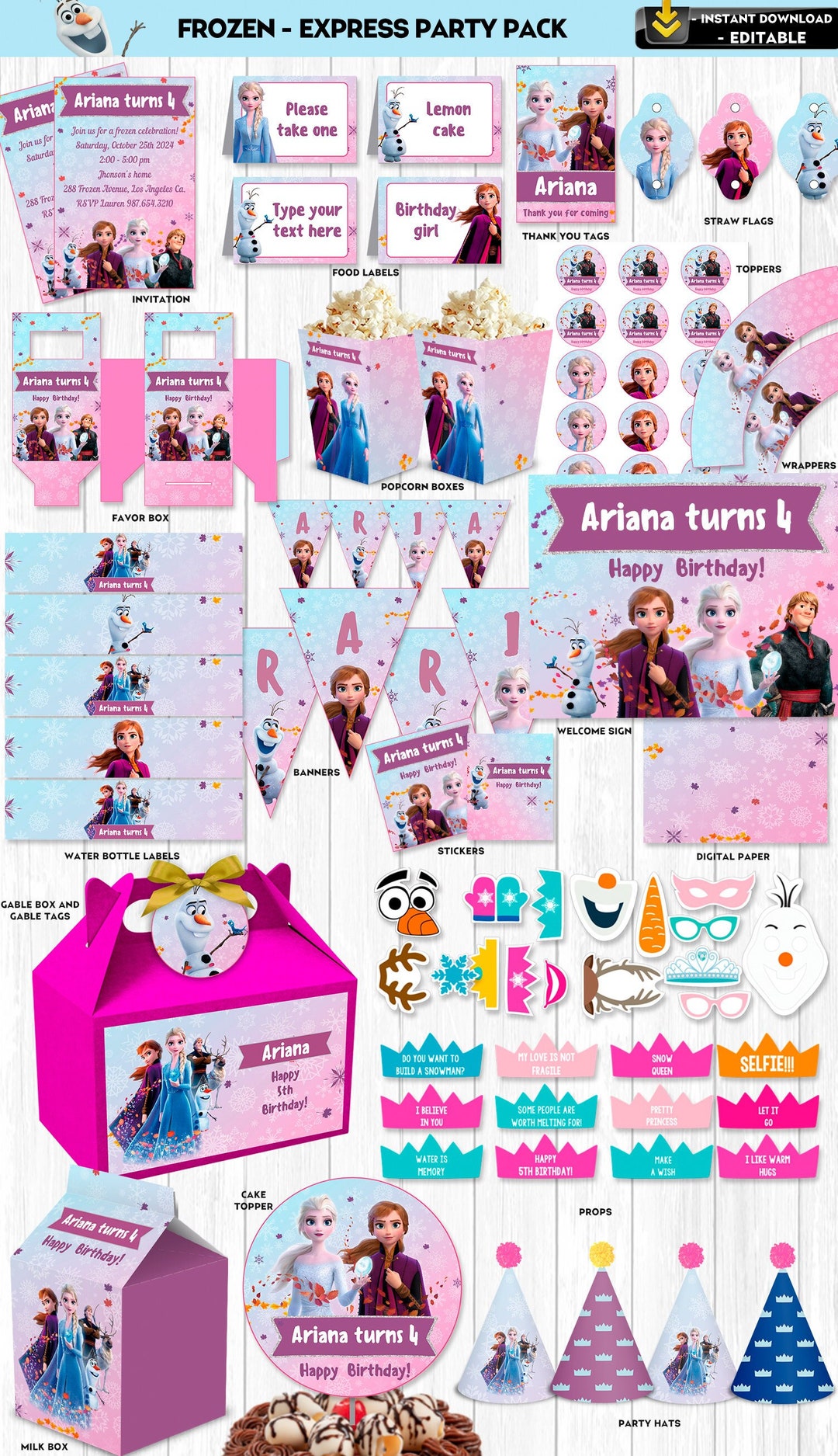 Frozen Party Decorations Frozen Bundle Party Package Anna Elsa Olaf ...