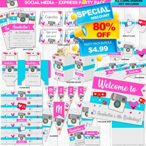 Social Media Chip Bag Social Bundle Party Package - INSTANT DOWNLOAD ...
