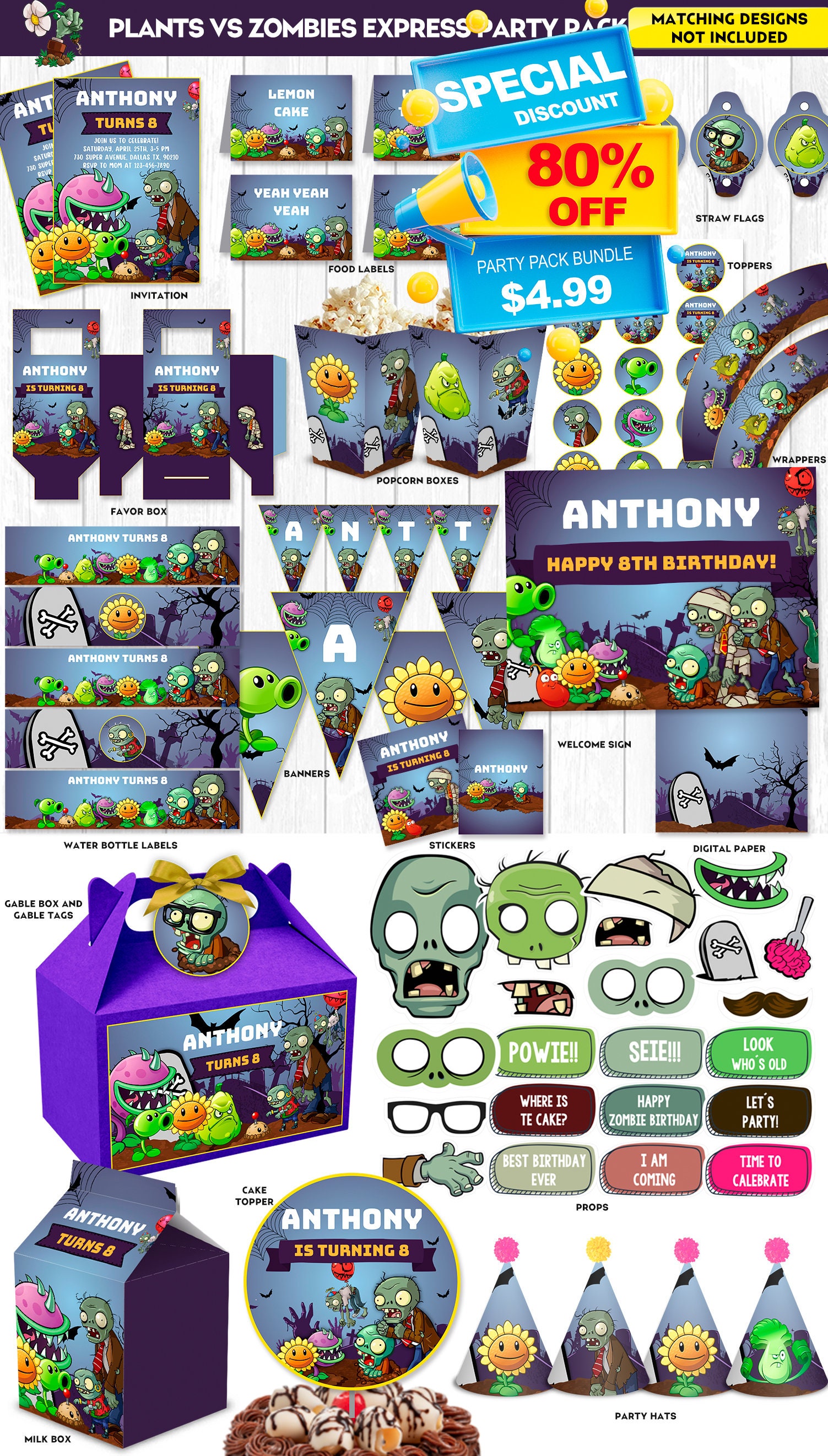 Game Toppers Game Birthday Video Game Gamer INSTANT DOWNLOAD Editable ...