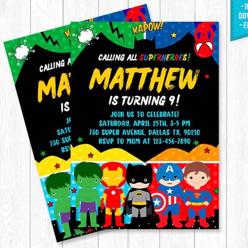 Superhero Invitation - Etsy