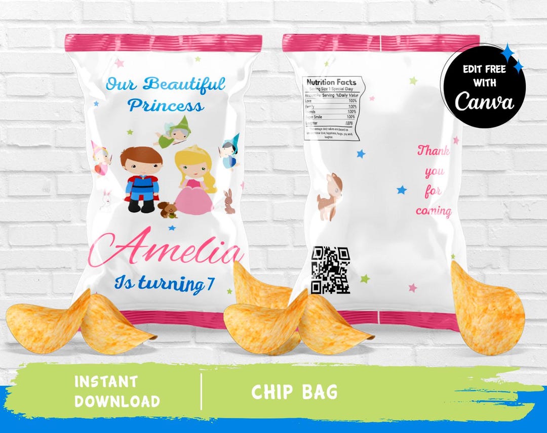 Sleeping Beauty Chip Bag Aurora Chip Bag Princess Party Princess Chip ...
