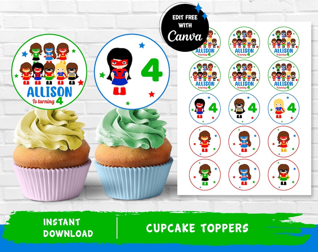 Superheroes Toppers Superheroes Cupcake Superhero Girls Super Hero Kids ...
