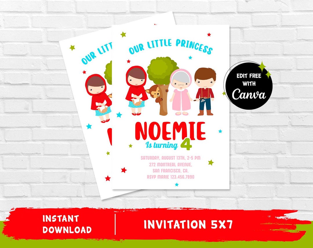 Little Red Riding Hood Invitation Red Riding Hood Invite Red Riding ...