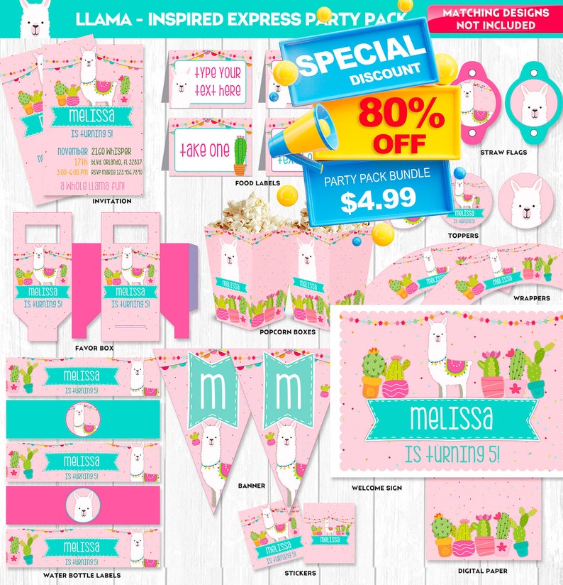 Llama Chip Bag Llama Bundle Party Package A Whole Llama Fun Cactus ...