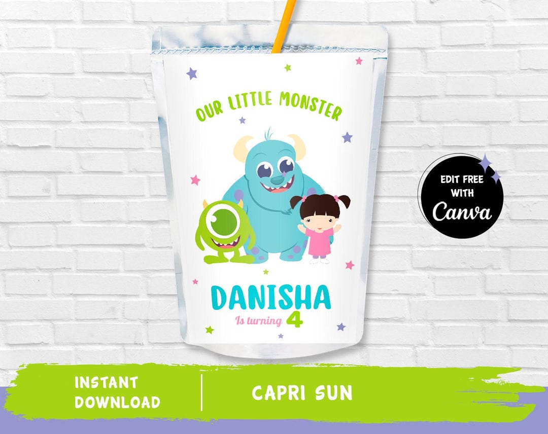 Monsters Capri Sun Monsters Juice Label Kids Birthday Boo Monster Inc ...