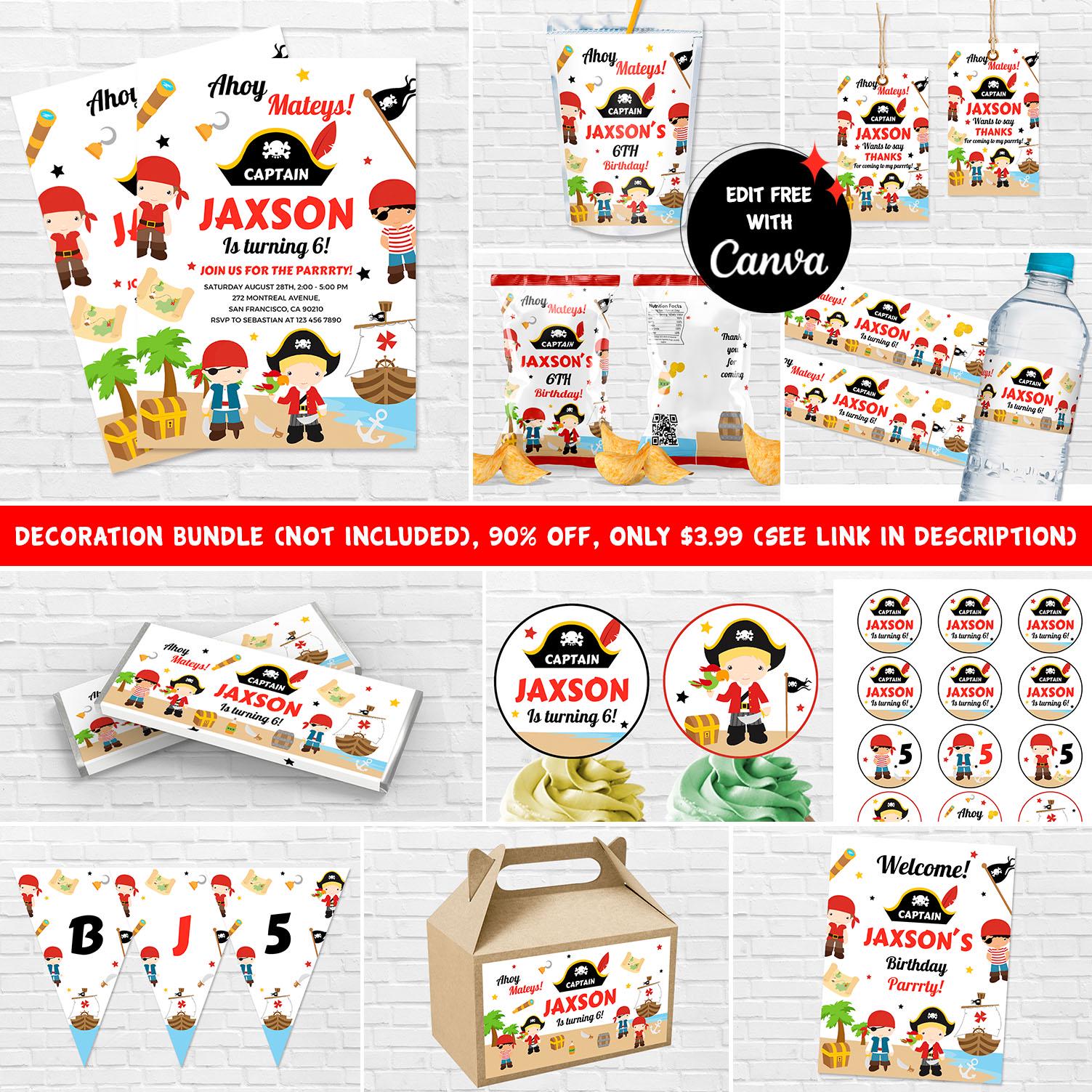 Pirate Water Bottle Label Pirate Juice Label Pirate Decoration Ahoy ...