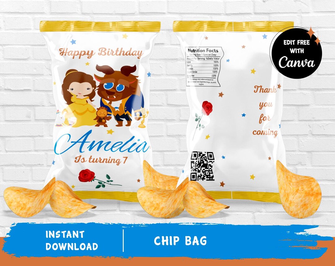 Beauty and the Beast Chip Bag Belle Chip Bag Princess Chip Bag Beauty ...
