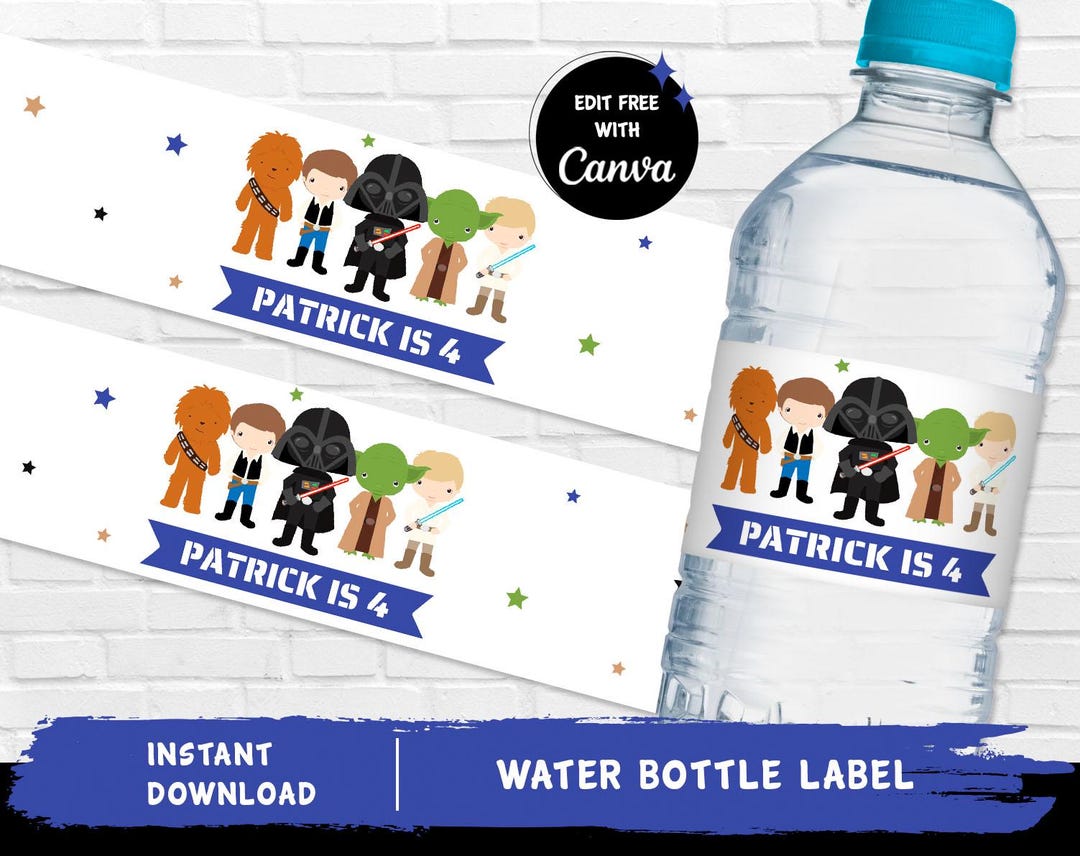 Galaxy Water Bottle Label Galaxy Juice Label Galaxy Party Darth Vader ...