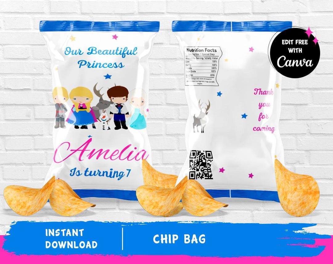 Frozen Chip Bag Frozen Potato Chips Frozen Birthday Princess Chip Bag ...