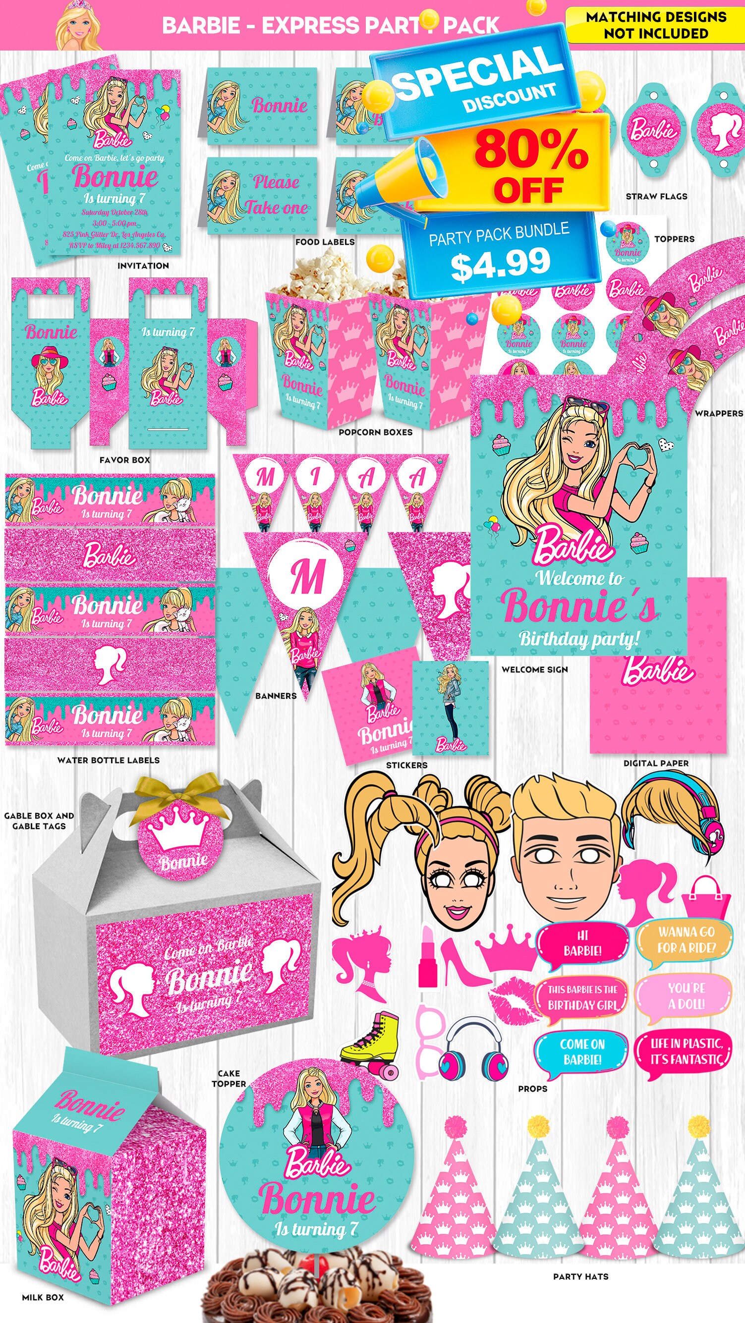 Doll Capri Sun Doll Party Doll Decoration Hot Pink Fashion Doll Princess Girls Party Instant