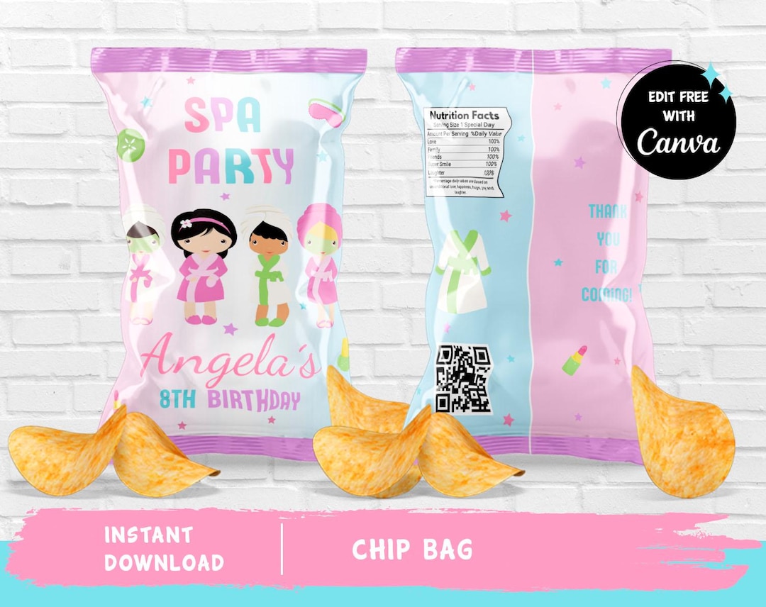 Spa Chip Bag Spa Potato Chips Spa Decoration Pamper Glam Party Spa ...