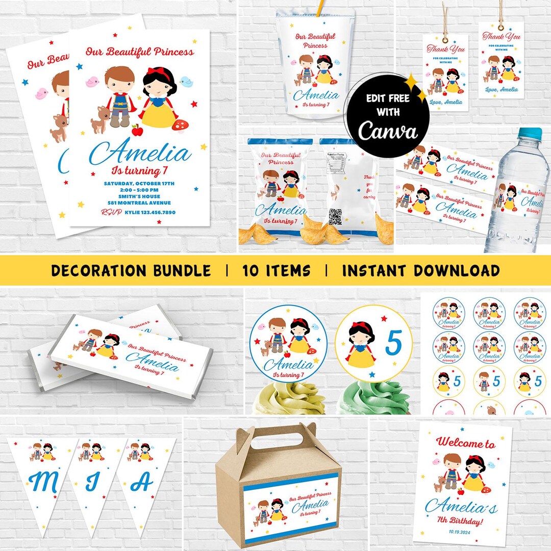 Snow White Party Decorations Snow White Bundle Princess Decoration ...